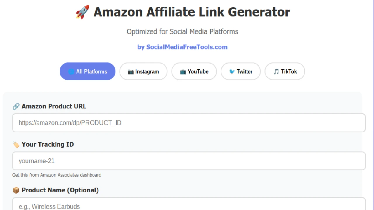 Amazon Affiliate LInk Generator - SocialMediafreetools.com